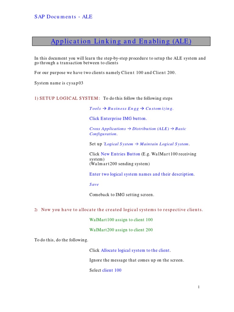 Application Linking and Enabling (ALE) | PDF