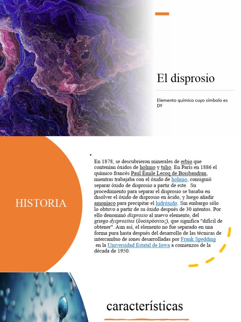 Disprosio: Historia y Aplicaciones | PDF | Átomos | Elementos químicos