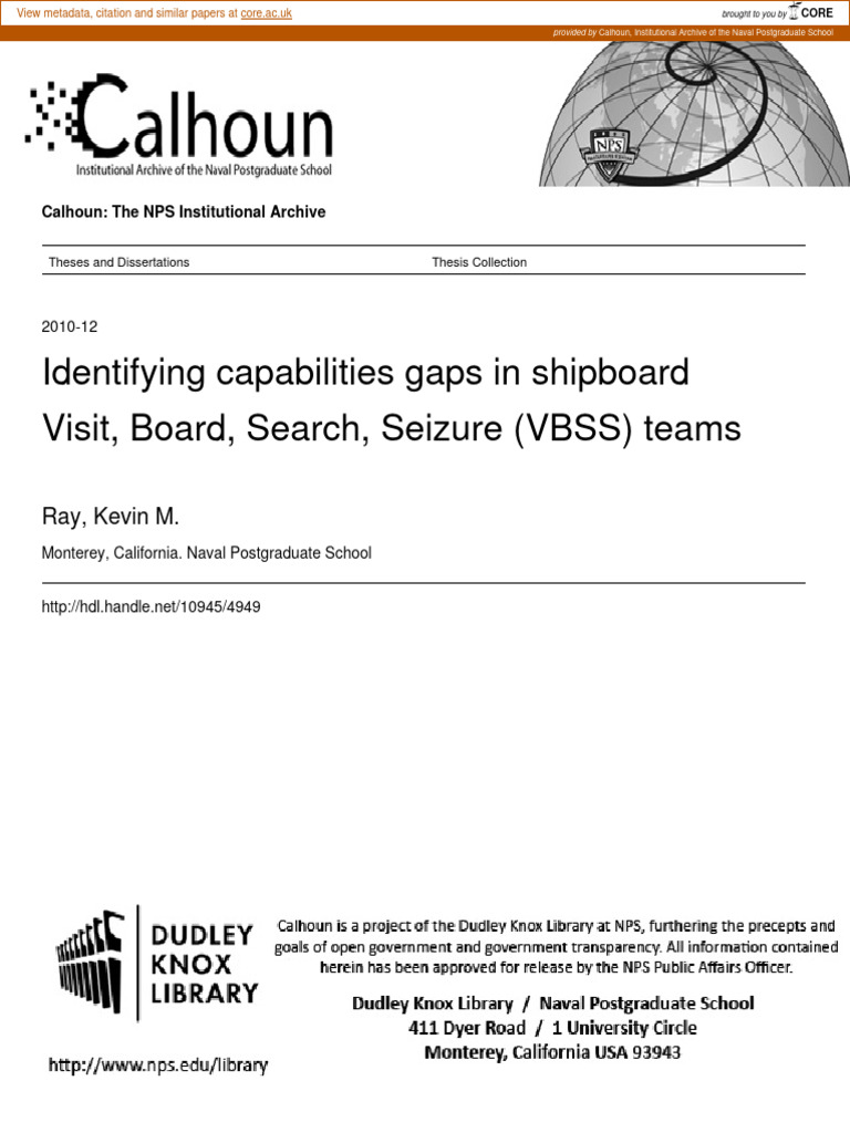 Identifying Capabilities Gaps in Shipboard Visit, Board, Search ...