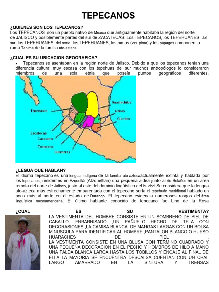 Ubicación y cultura de los Tepecanos | PDF | México