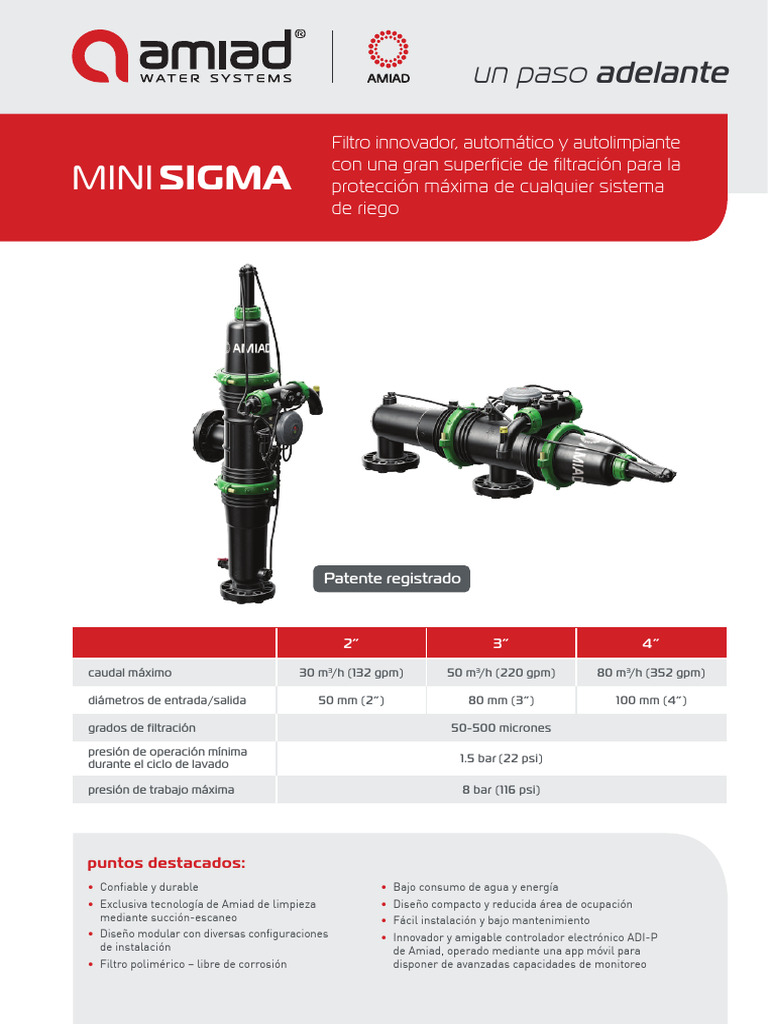 Filtro Mini Sigma para Riego Eficiente | PDF | Filtración | Aplicación ...