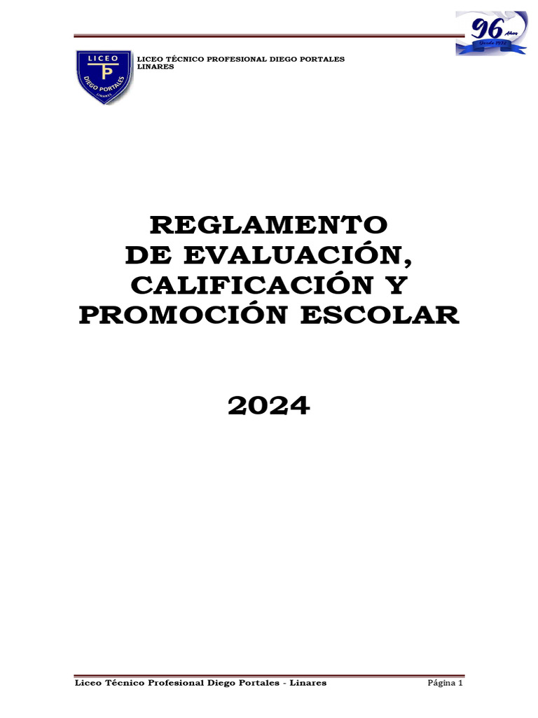 Reglamento de Evaluación - Calificación y Promoción 2024 | PDF | Evaluación | Maestros