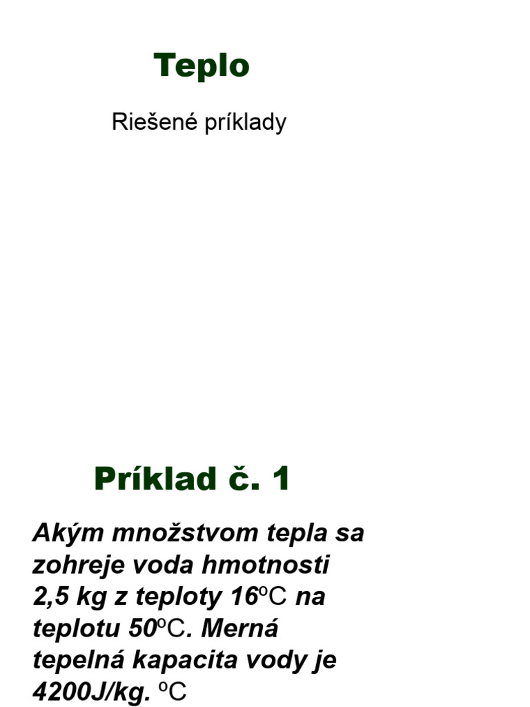 Riešené Príklady Na Teplo-1 | PDF