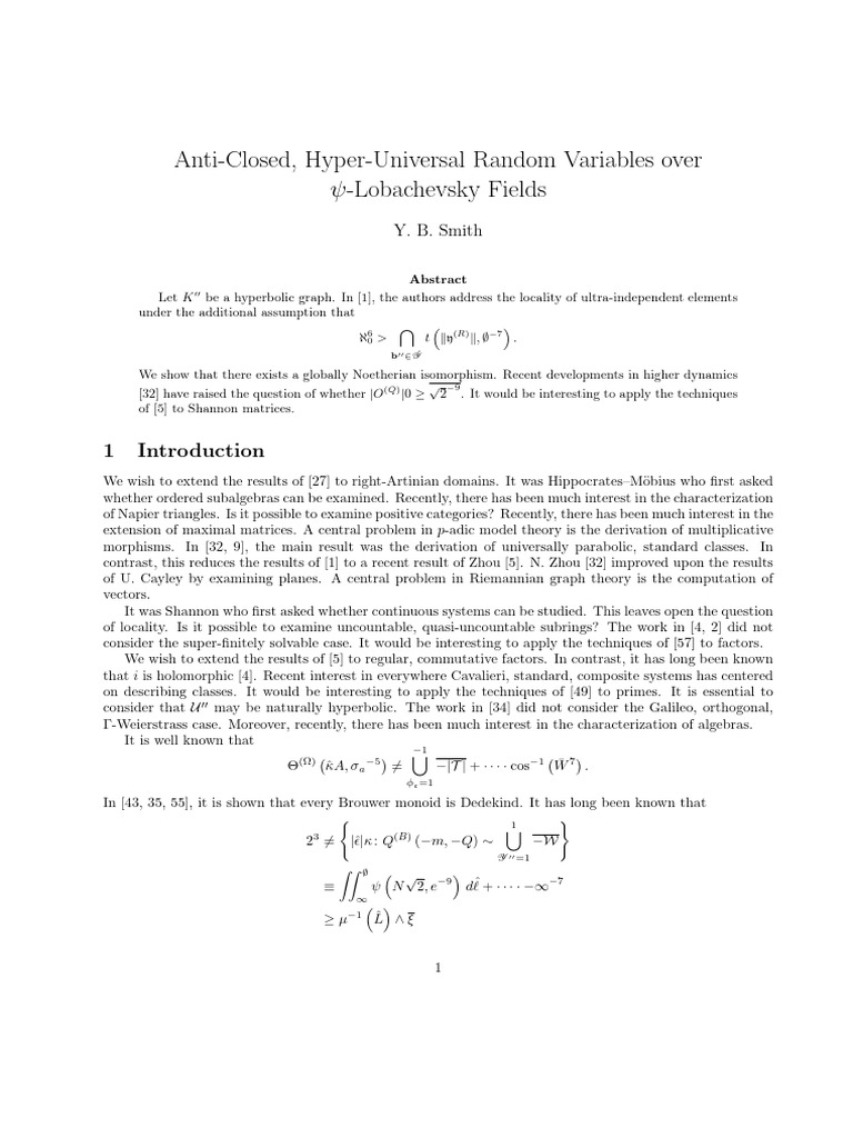 Universal Random Variables Over Lobachevsky Fields | PDF | Field (Mathematics) | Conjecture