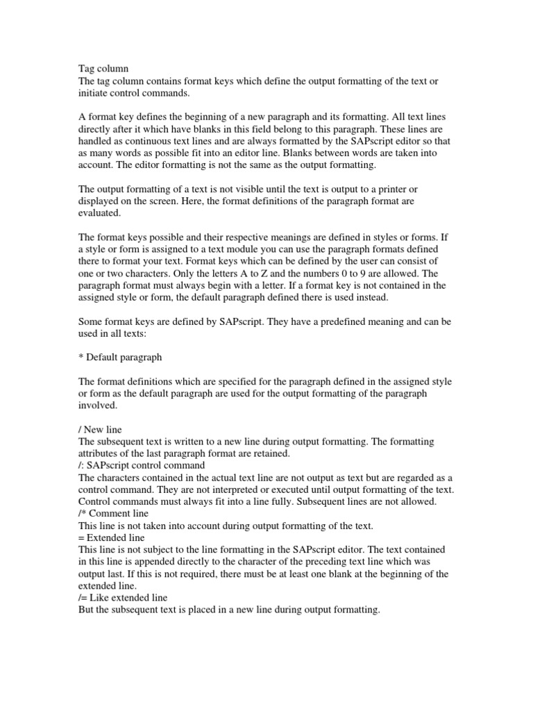 Sap Script | PDF | Input/Output | Paragraph