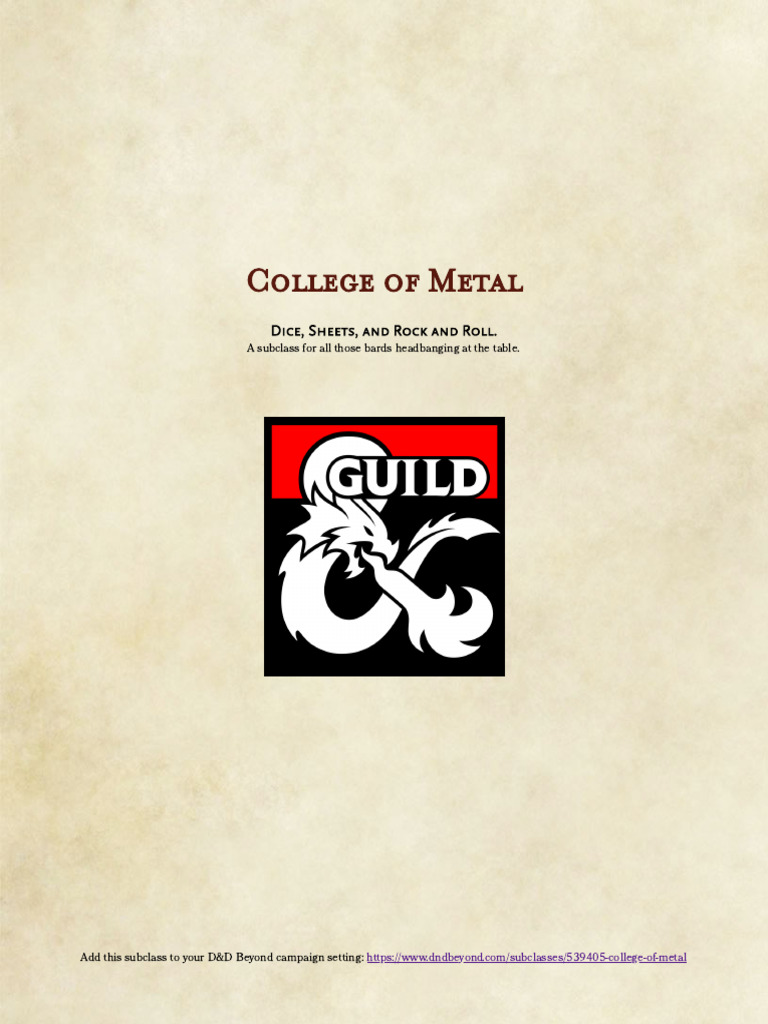 Bard Subclass College of Metal | PDF
