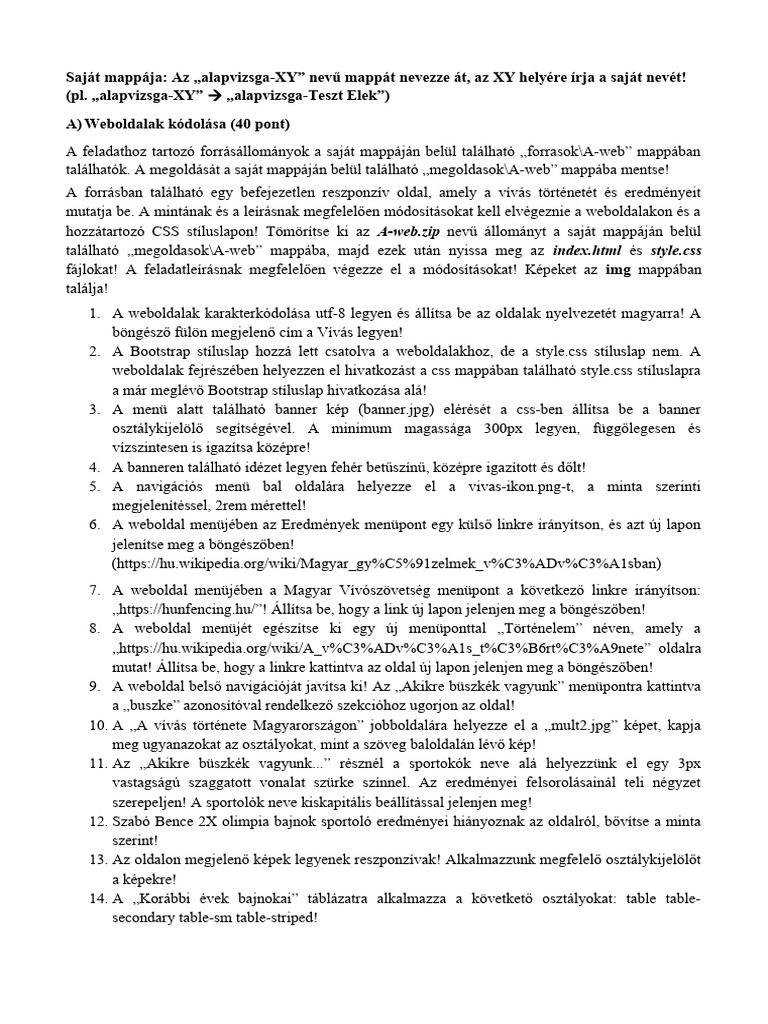 Gyakorlati minta feladatok | PDF