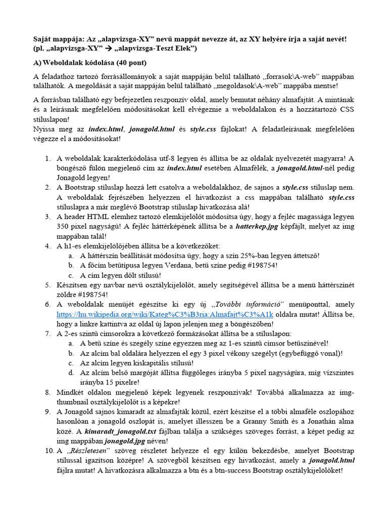 Gyakorlati Minta Feladatok | PDF