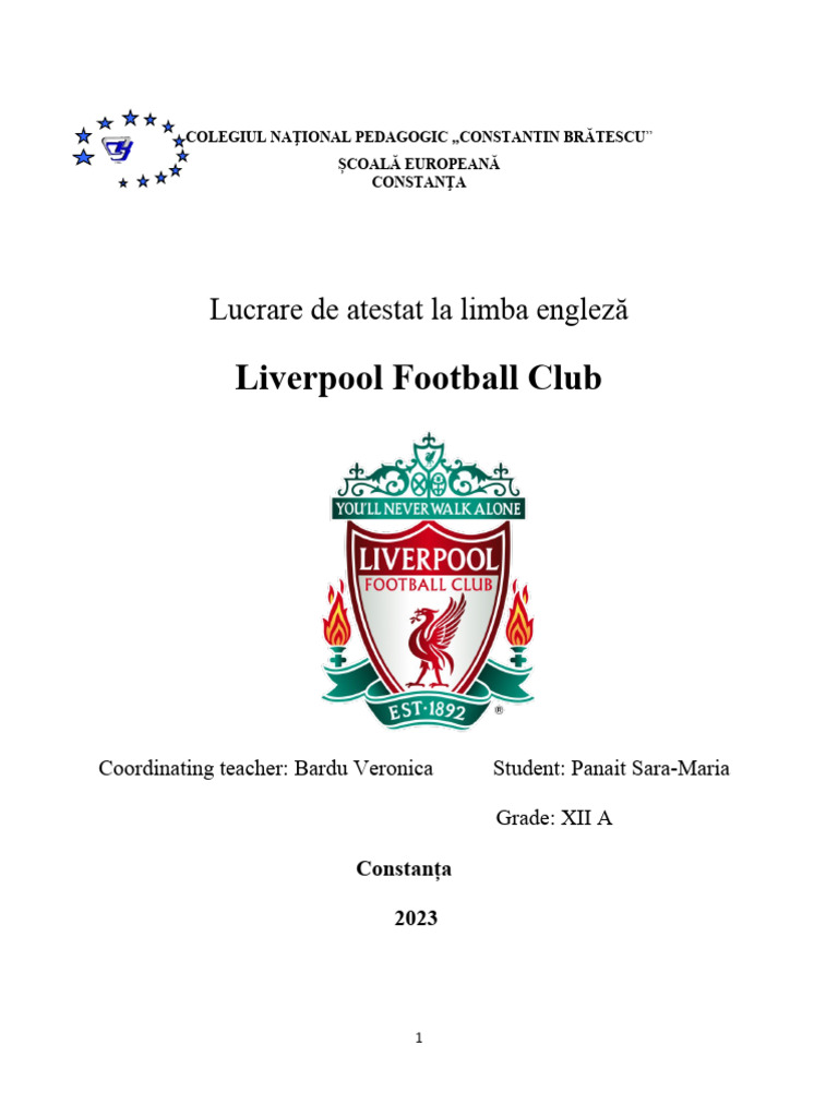 ATESTAT ENGLEZA | PDF | Liverpool F.C. | Association Football