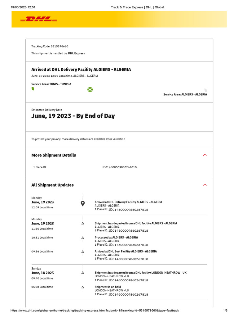 Track & Trace Express _ DHL _ Global | PDF | Business | Economies