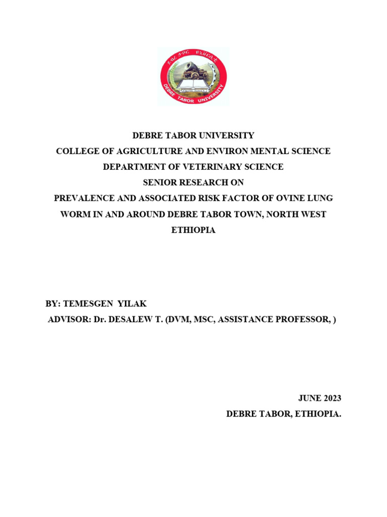 Temesgen Yilak Research in Word | PDF | Infection | Epidemiology