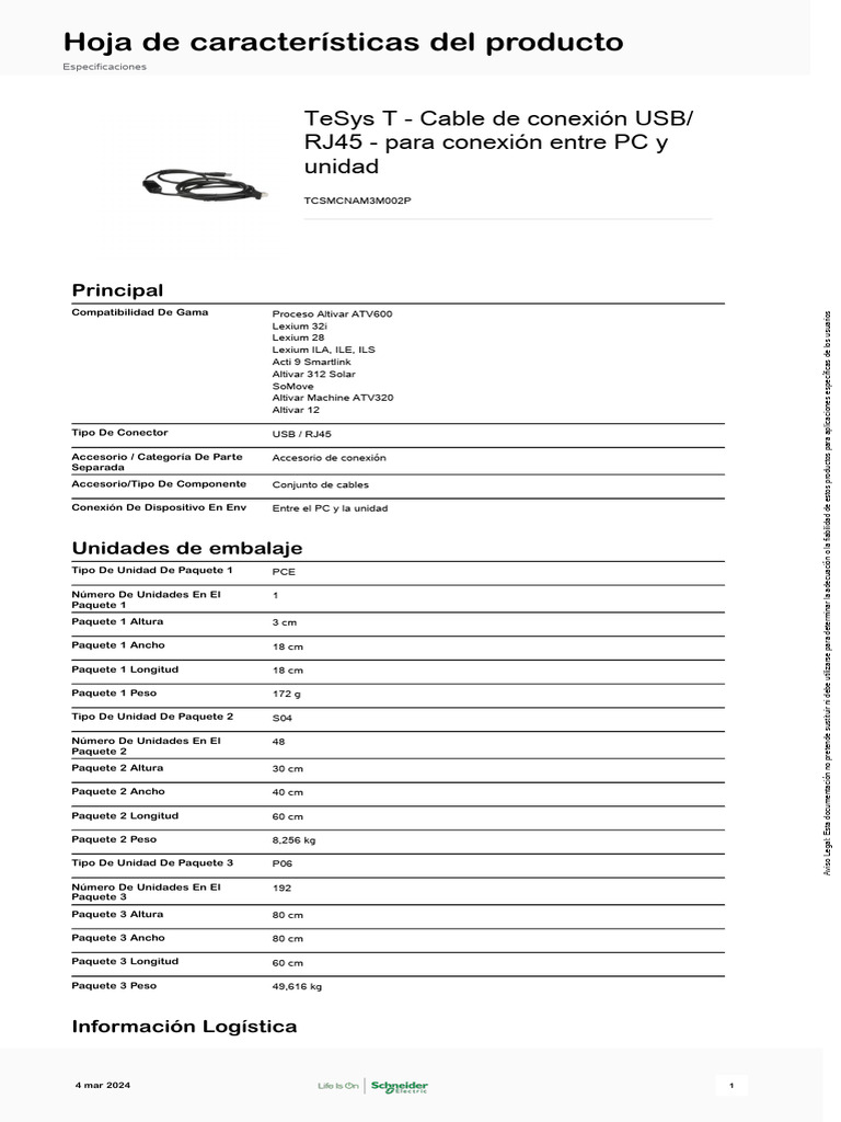 Schneider Electric - Tesys-T - TCSMCNAM3M002P | PDF | USB