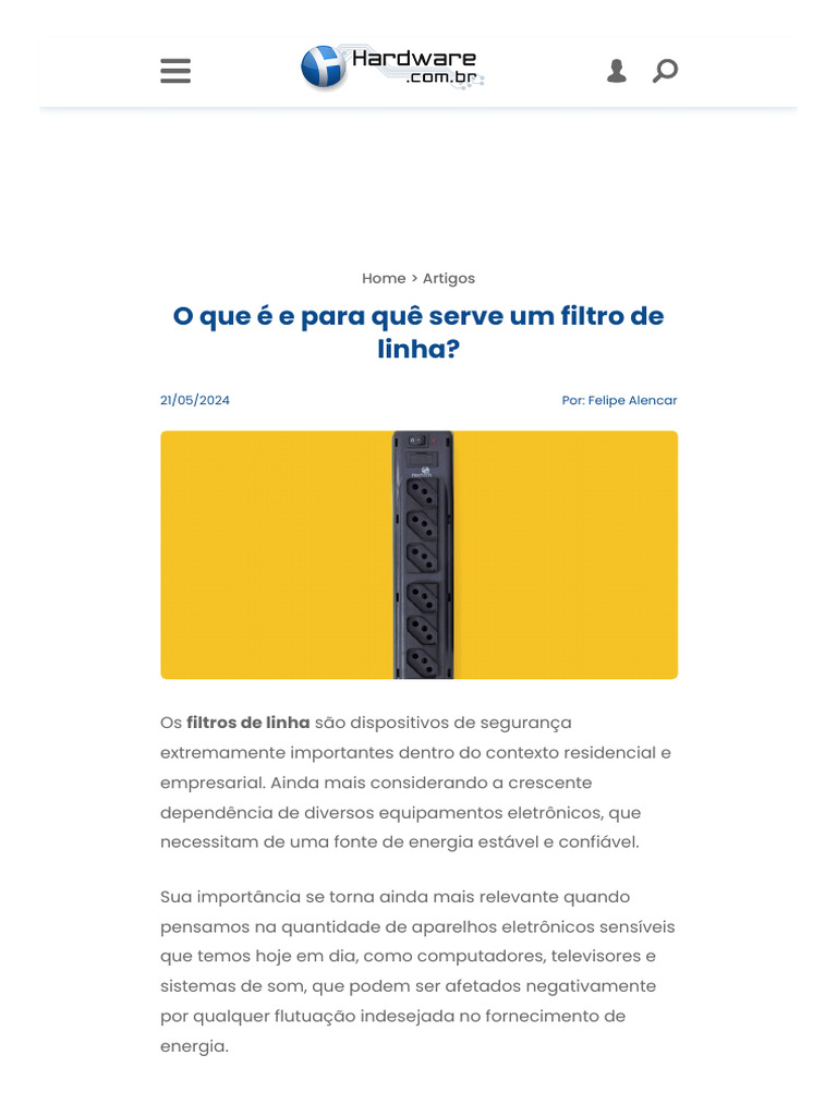 O Que É e para Quê Serve Um Filtro de Linha - Hardware | PDF | Rede de ...