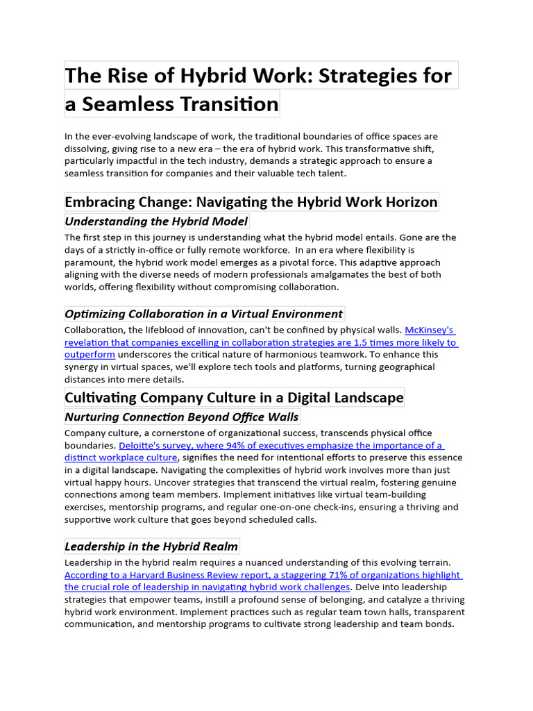 Hybrid Work Strategies for Success | PDF | Project Management | Leadership