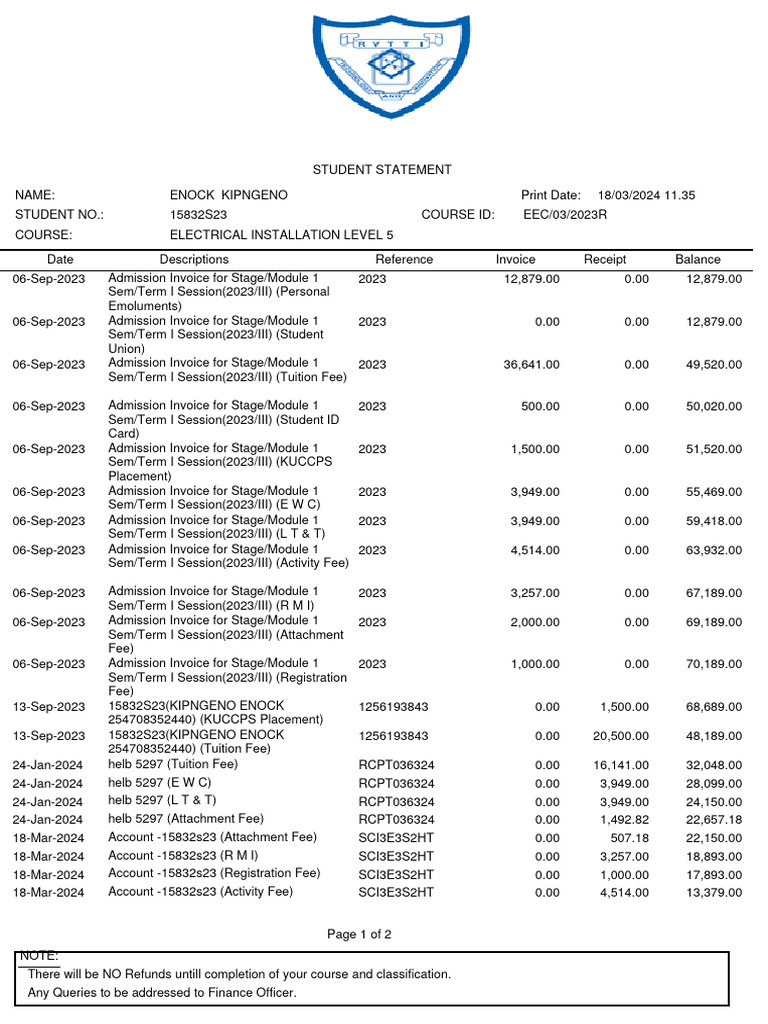 ENOCK KIPNGENO Fee Reportservlet | PDF | Payments | Business