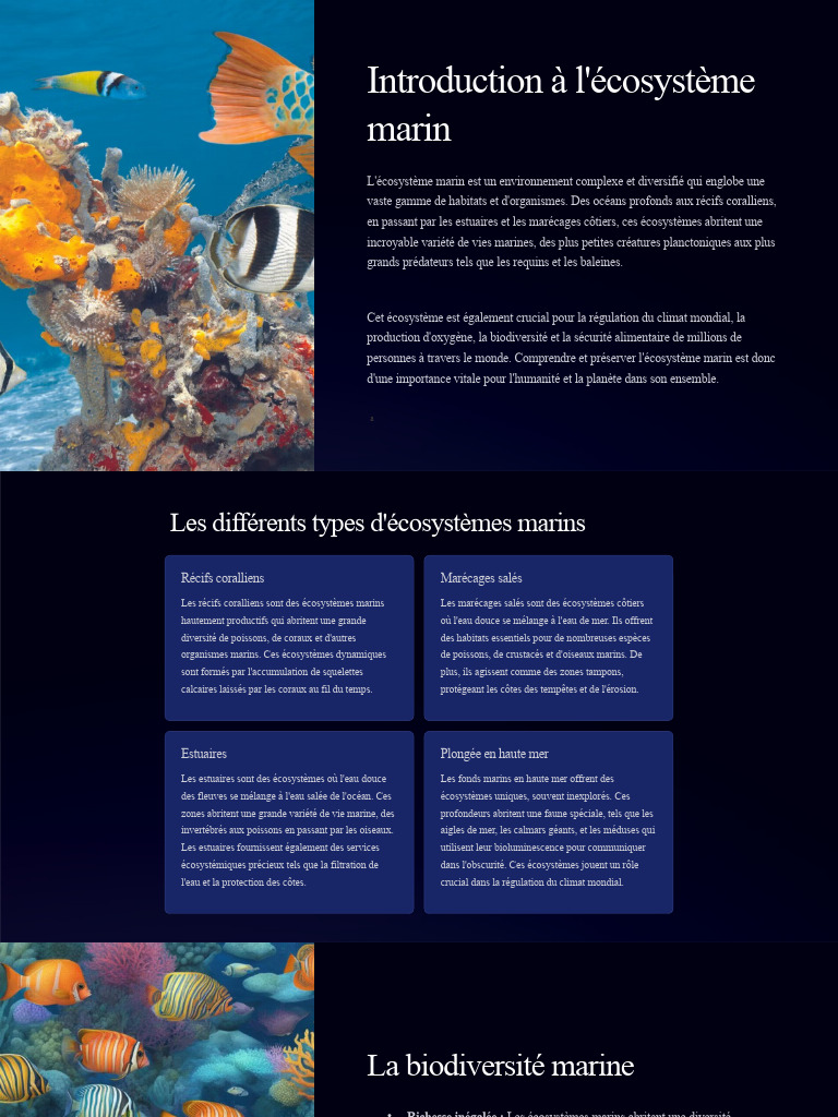Comprendre l'écosystème marin et ses enjeux | PDF | Biologie marine ...