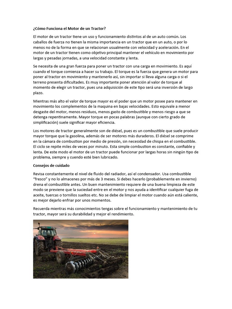 Cómo Funciona El Motor de Un Tractor | Descargar gratis PDF | Motores ...