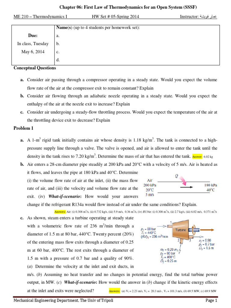HW05_Ch06_OpenSystem | PDF | Heat | Turbine