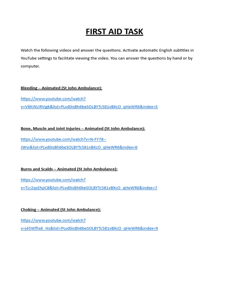 FIRST AID TASK (1) | PDF | Burn | First Aid