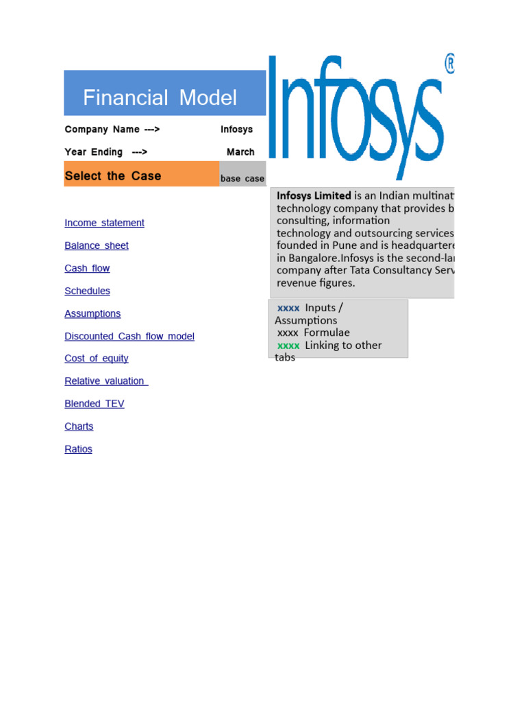 Tarun Financial Model - InFOSYS | PDF | Cost Of Capital | Free Cash Flow