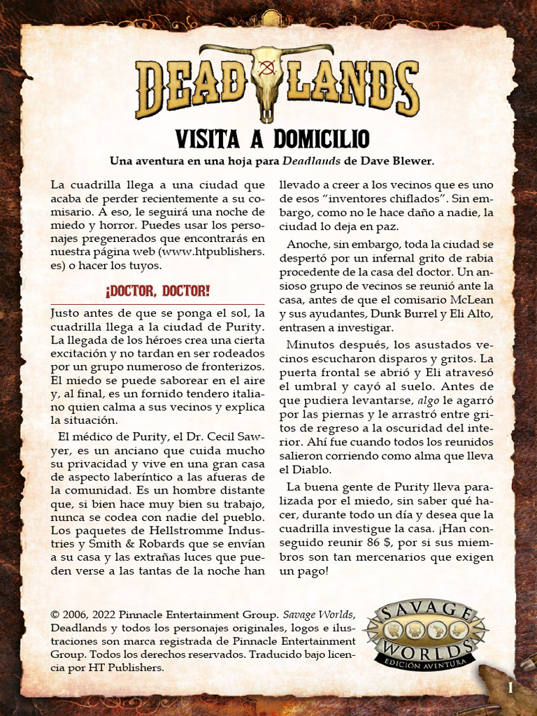 Deadlands Visita A Domicilio A5 | PDF