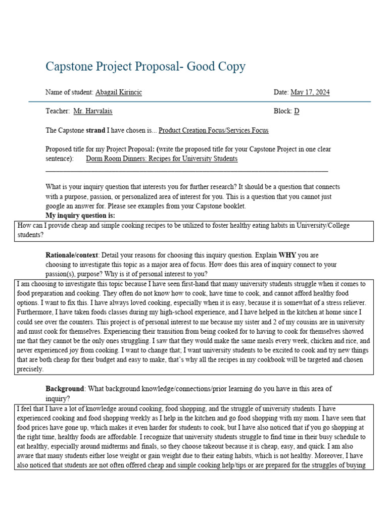 Capstone Proposal - Good | PDF | Obesity | Cookbooks