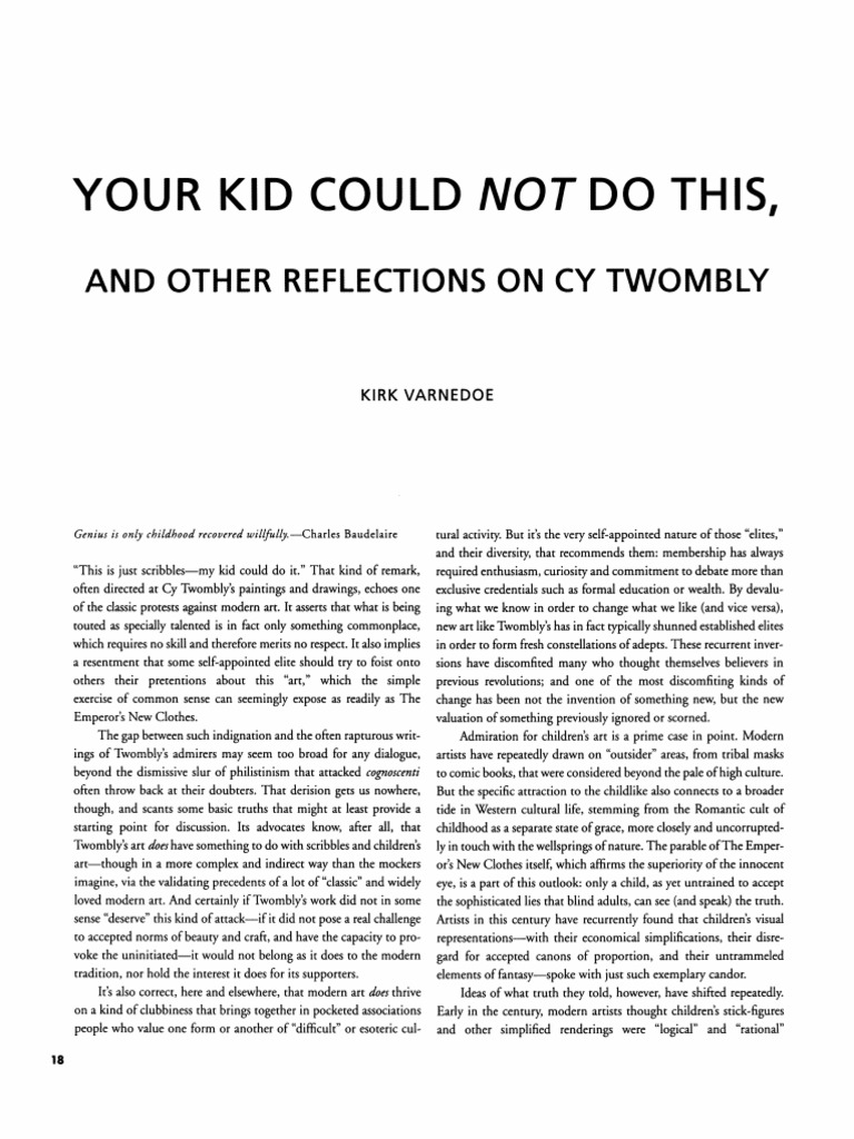 VARNEDOE, Kirk - Your Kid Could Not Do This, and Other Reflections On ...