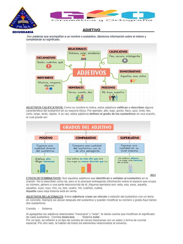 EL ADJETIVO | PDF | Adjetivo