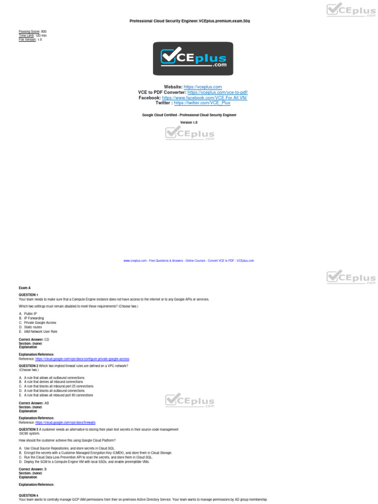 Google.Premium.Professional-Cloud-Security-Engineer.by_.VCEplus.50q-DEMO | PDF | Cloud Computing ...