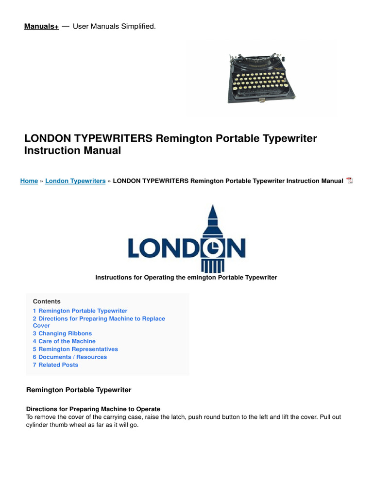 Remington Portable Typewriter Manual | PDF | Typewriter | Text