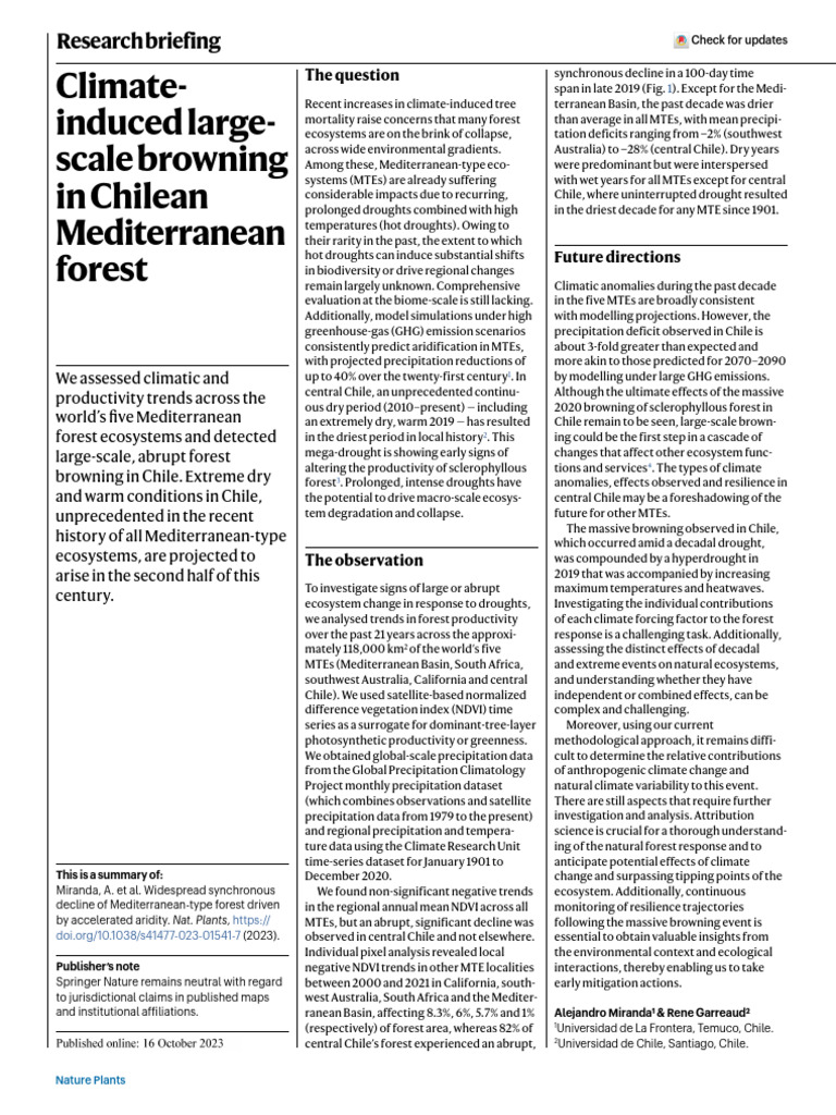 2023 - Miranda y Garreaud - Climate Induced Large Scale Browning in ...