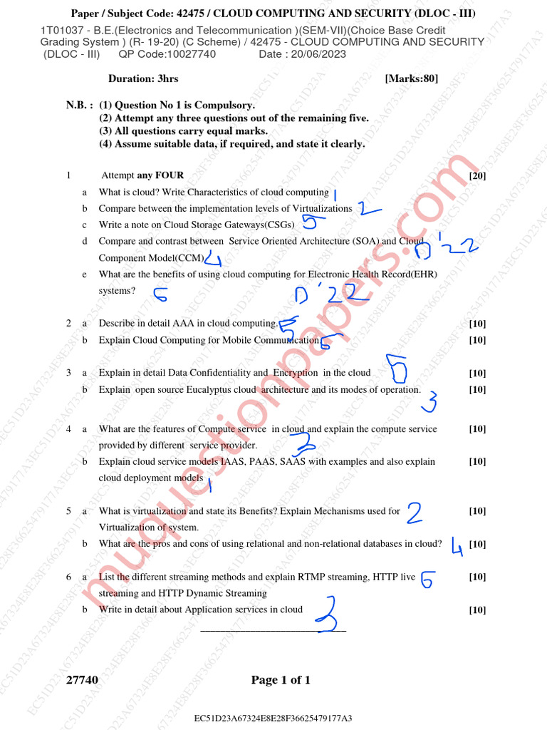 Cloud Computing Exam Questions Guide | PDF | Computer Architecture ...