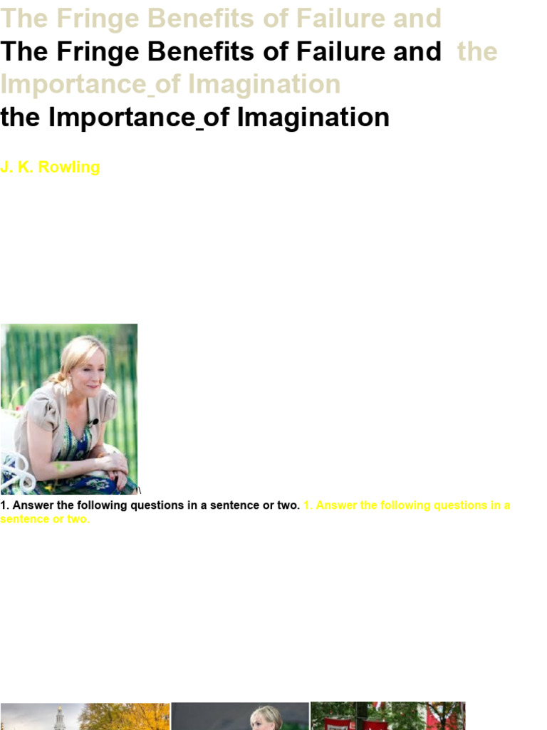 J K Rowling Questions and Answers | PDF | J. K. Rowling | Behavioural ...