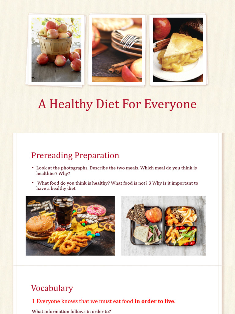 A Healthy Diet for Everyone | PDF | Foods | Healthy Diet