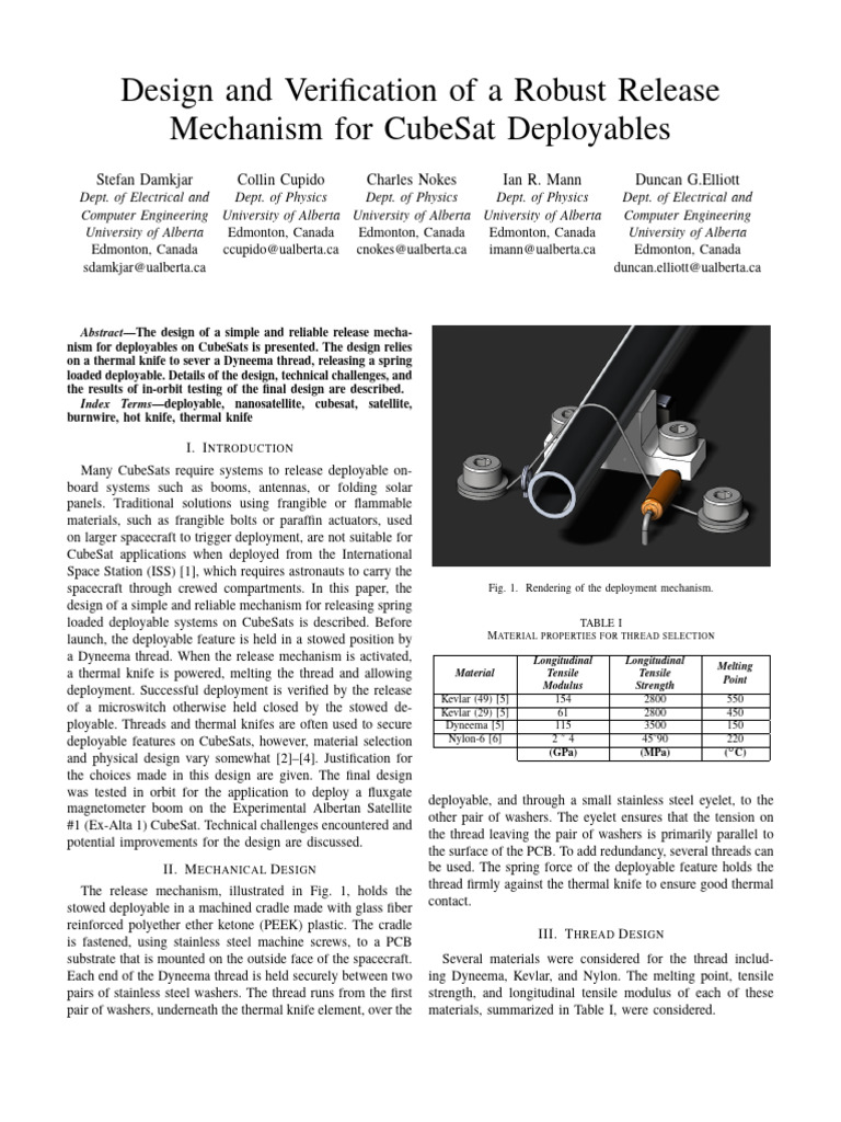CubeSat Burn Wire Release Mechanism | PDF | Resistor | Printed Circuit ...