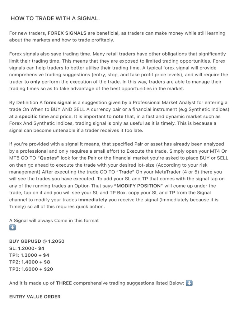 Forex Signal Trading Guide for Beginners | PDF | Order (Exchange ...