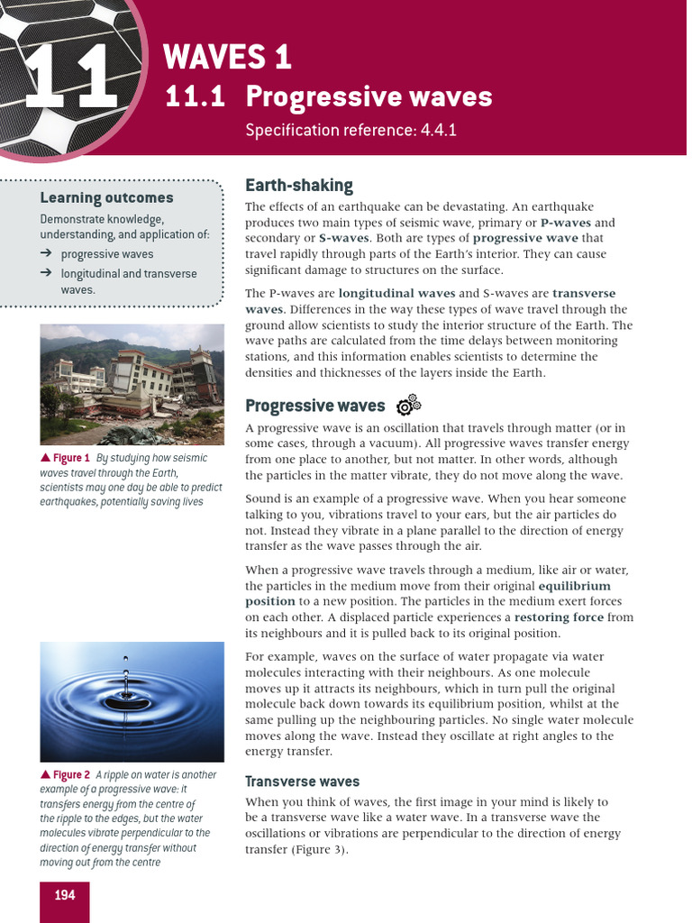 11.1 Progressive Waves | PDF | Waves | Wavelength