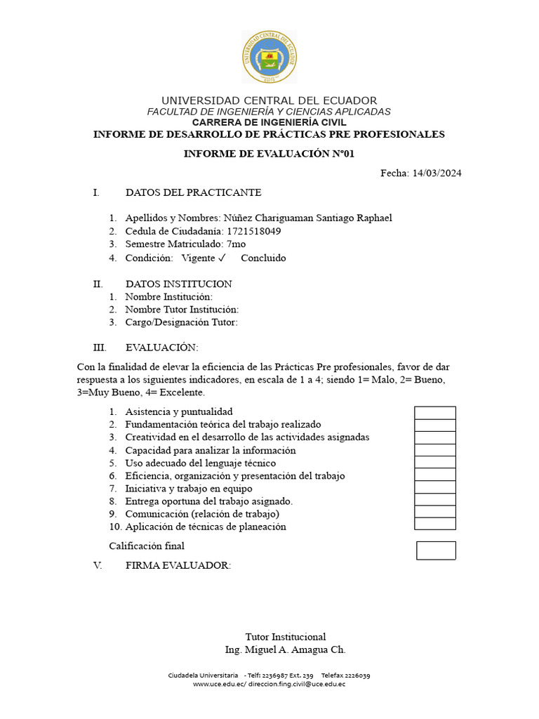 Informe Mensual 1 de Evaluacion Tutor Institucional | PDF | Crecimiento personal y profesional ...