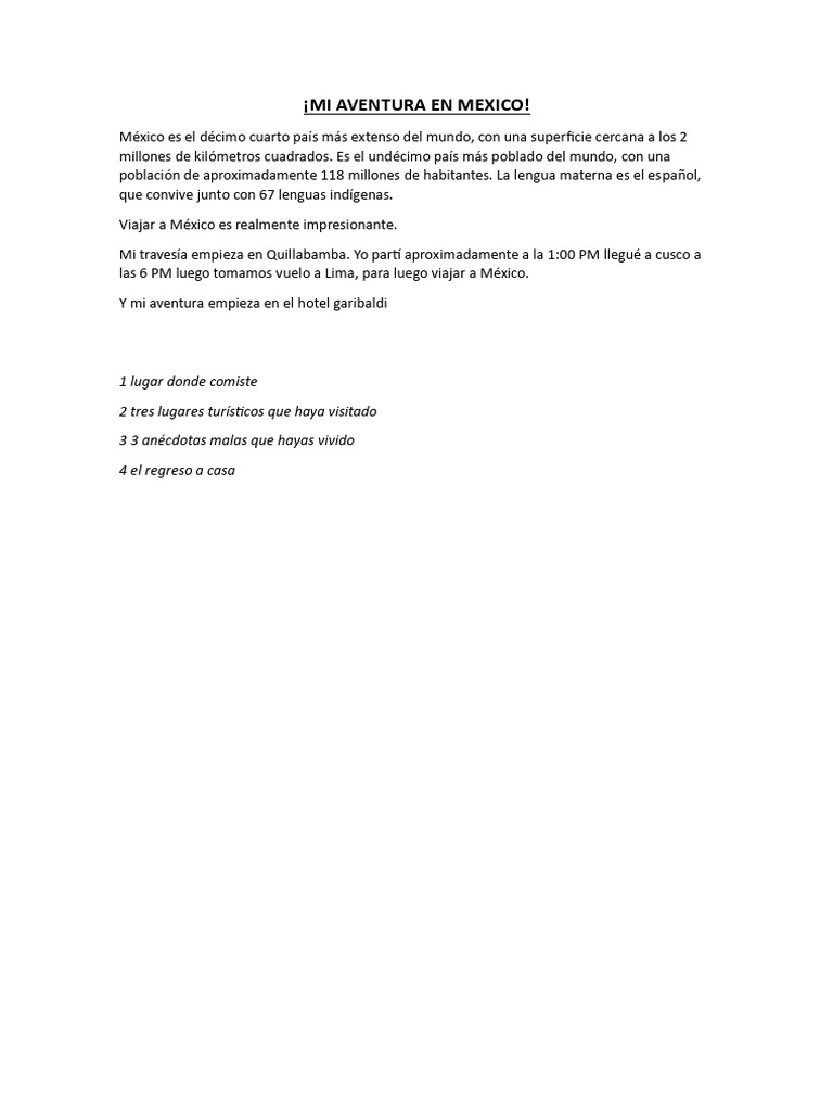 Mi Aventura en Mexico | PDF | Libros para adolescentes | Clásicos