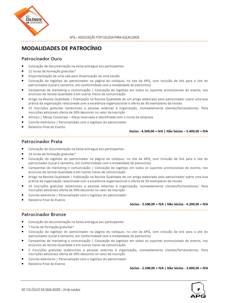 Oportunidades de Patrocínio APQ | PDF | Publicidade | Business