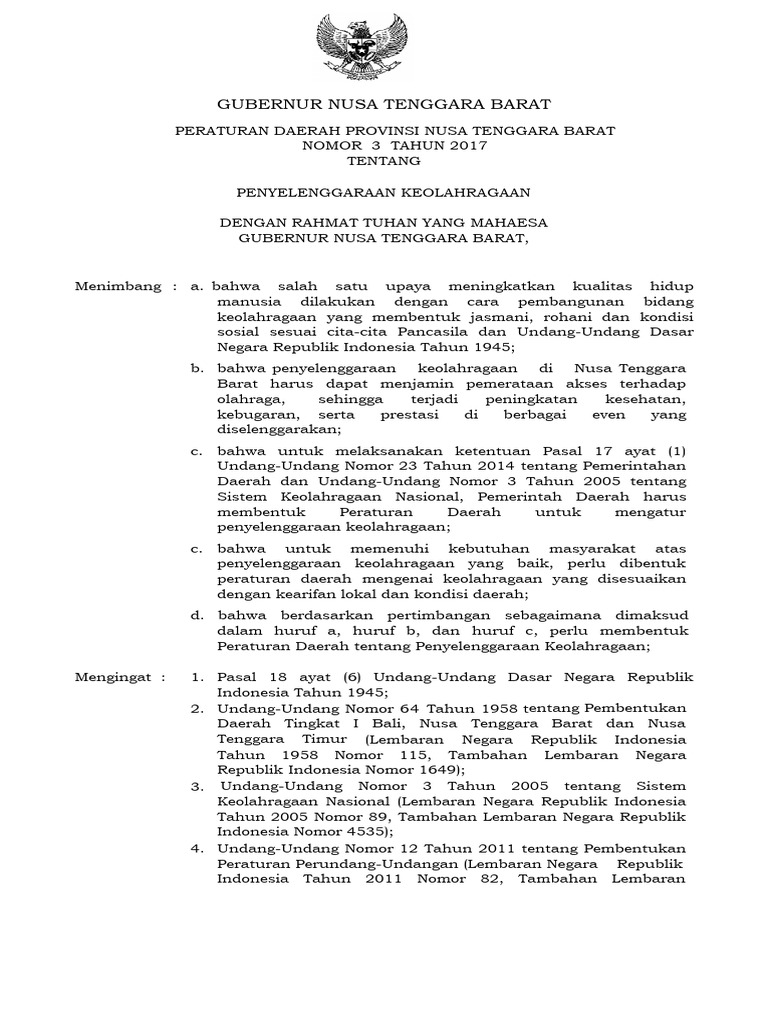 Perda Keolahragaan | PDF