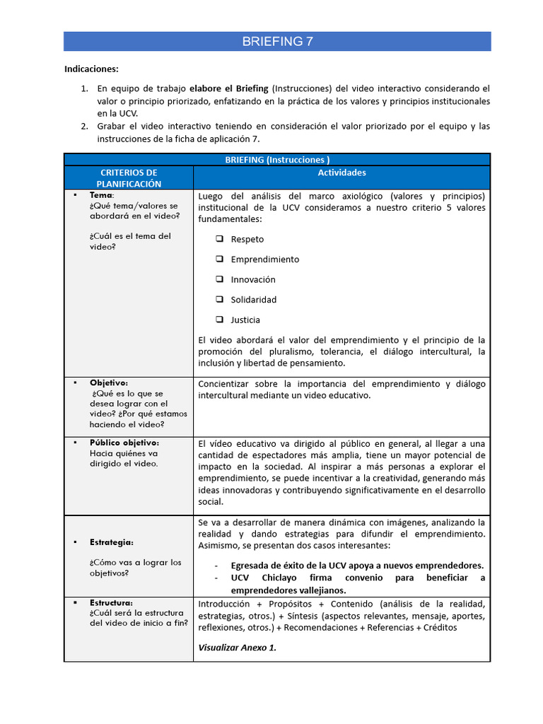 Ficha de Aplicación - Briefing-G4 | PDF | Iniciativa empresarial | Tolerancia