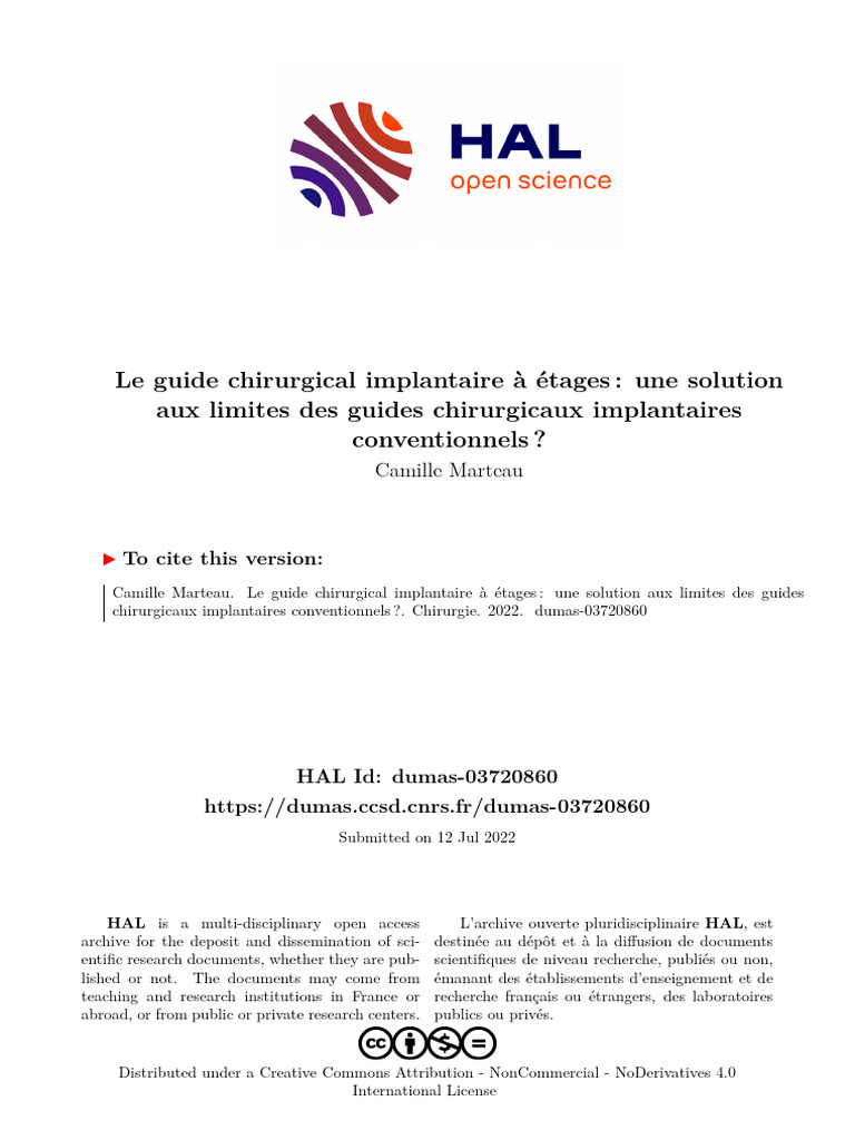 Guide chirurgical implantaire à étages | PDF