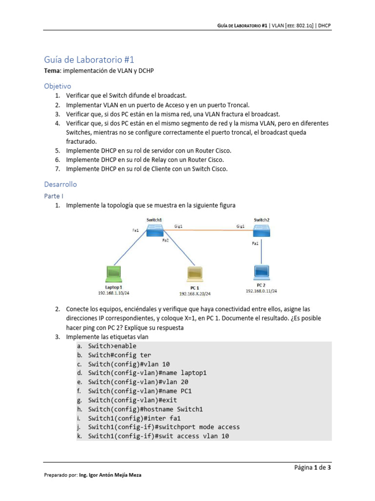 Guia Laboratorio 1 | PDF | Dirección IP | Protocolos de comunicaciones