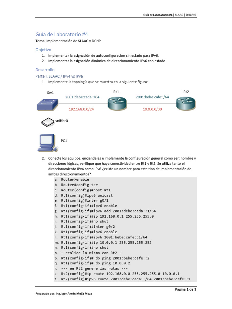 Guia Laboratorio 4 | PDF | Yo Pv6 | Dirección IP