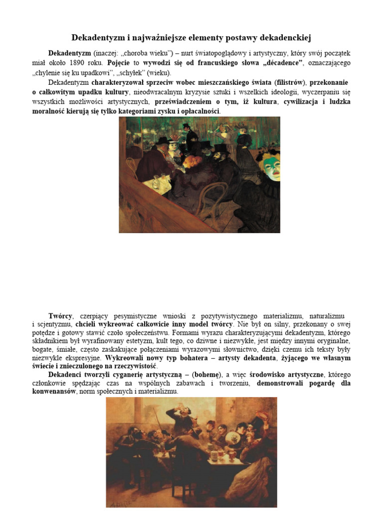 Koniec wieku XIX - materiały dydaktyczne | PDF