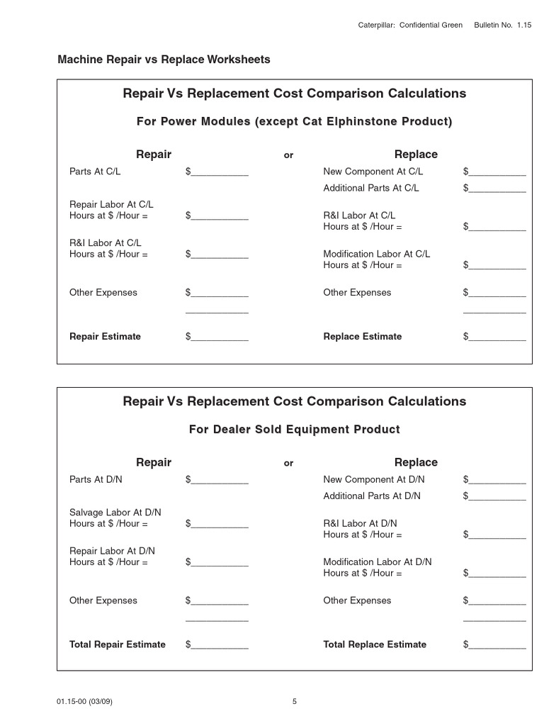 Machine Repair vs. Replace Worksheet | PDF