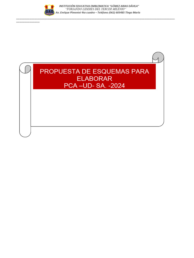 Esquema Pca Ud Sa 2024. | PDF | Evaluación | Maestros