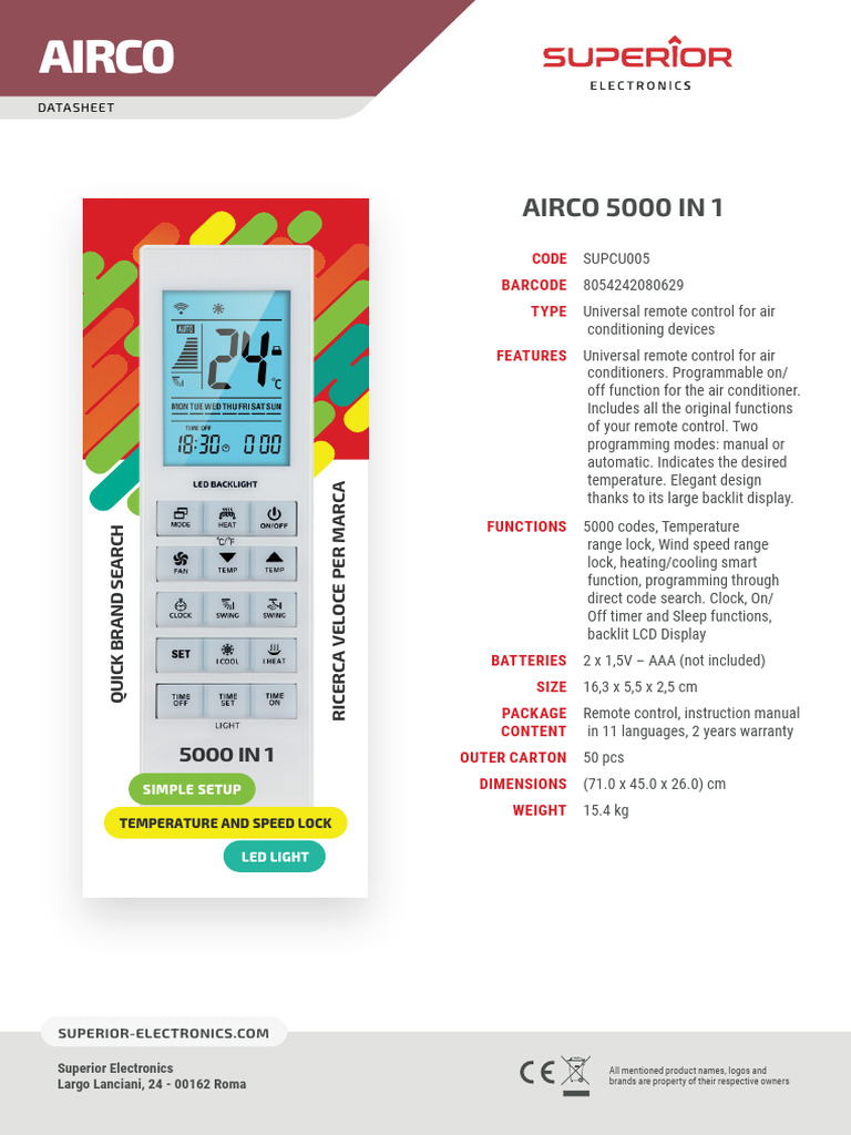 Airco 5000 DataSheet - EN | PDF | Consumer Electronics | Electronics