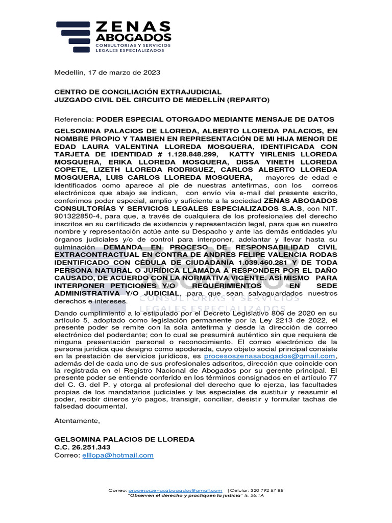 Poder Resp. Civil | Descargar gratis PDF | Documento de identidad ...